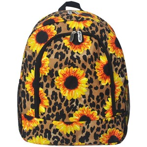 Large Leopard Sunflower Backpack, Leopard School Bag, Girls Leopard ...