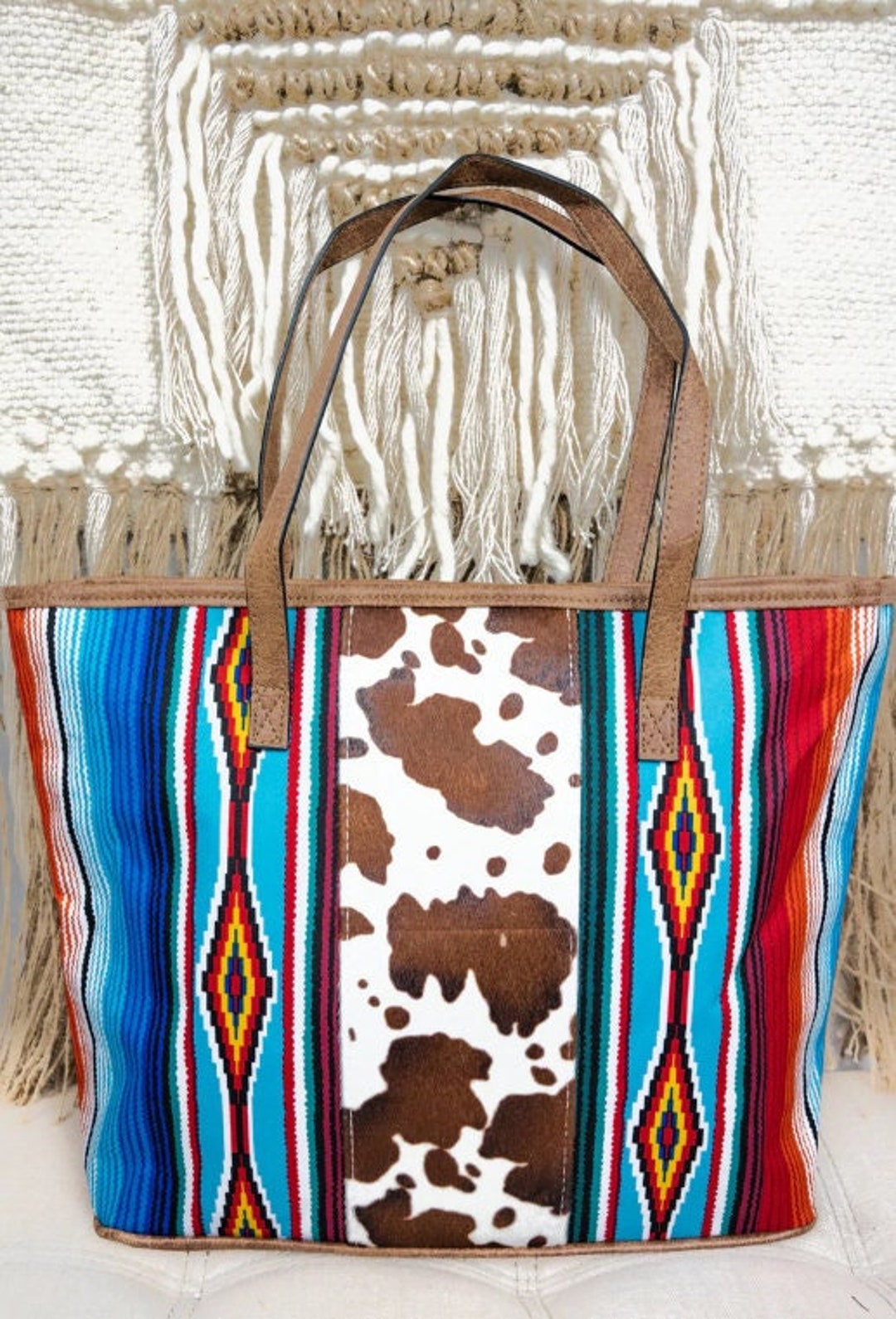 Southwest Serape and Faux Cowhide Center Tote, Serape Cruise Tote ...
