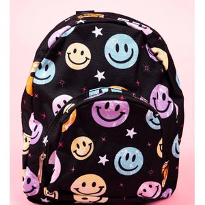 Small Smiley Face Backpack, Monogram Backpack, Personalized Backpack ...