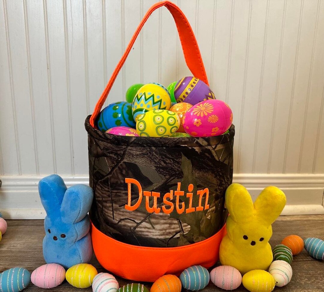 Girls Pink Camo Easter Basket, Boys Orange Camo Easter Basket, Easter ...