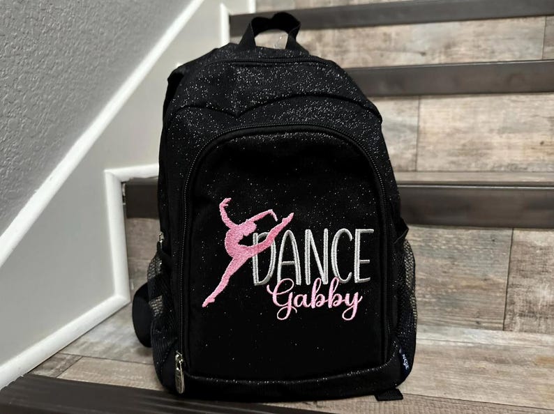 NGIL SMALL DANCE Black Glitter Backpack, Monogram Toddler Glitter ...
