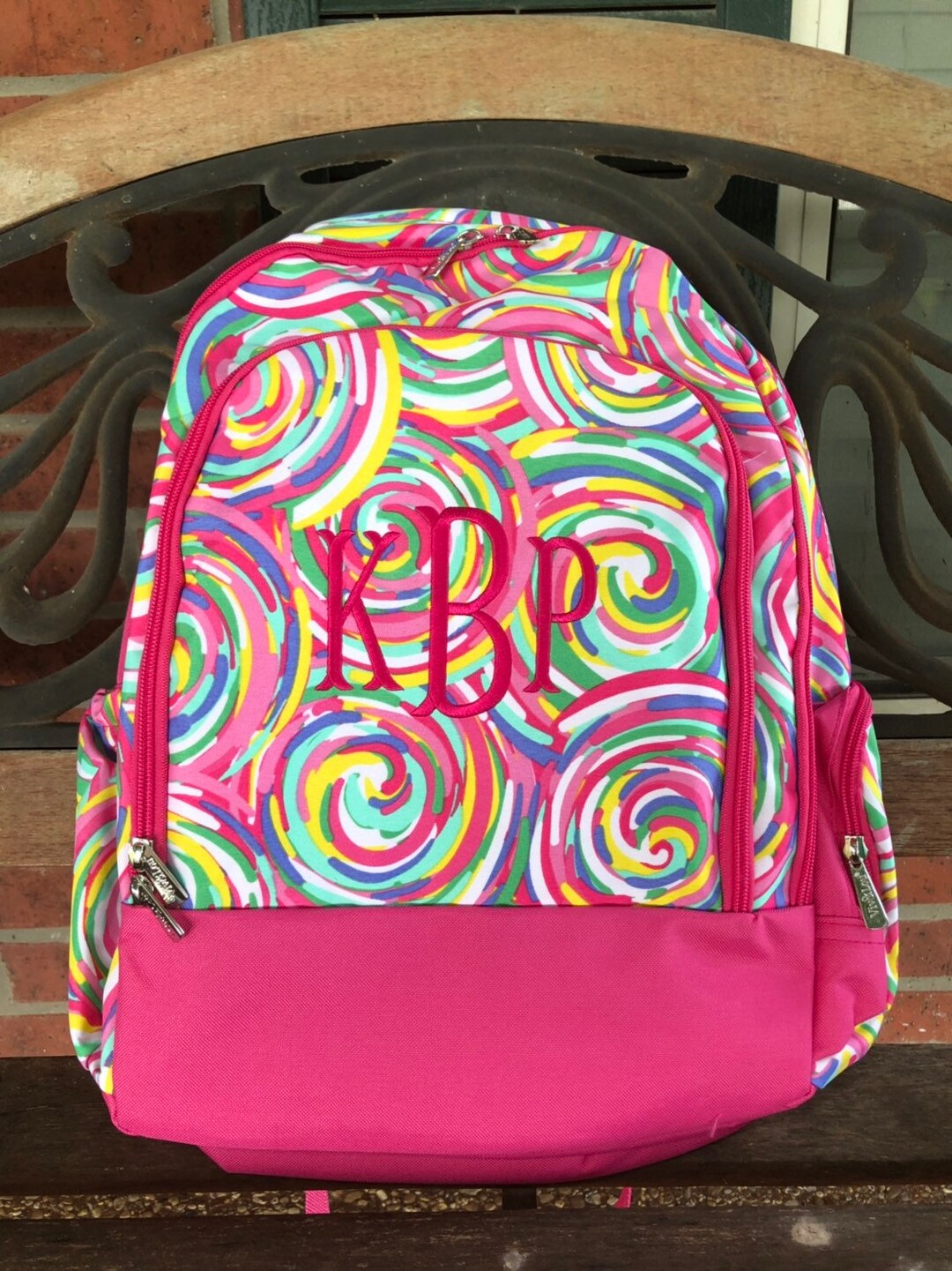 Personalized Viv and Lou Summer Sorbert Swirl Backpack, Girls Pink ...