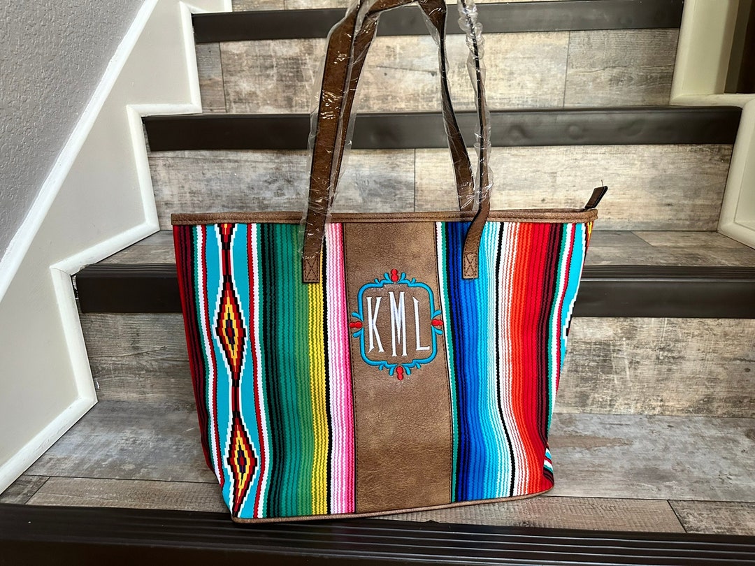 Southwest Serape and Brown Center Stripe Tote, Serape Cruise Tote ...