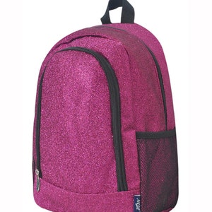Medium Hot Pink Glitter Backpack, Monogram Toddler Glitter Backpack ...