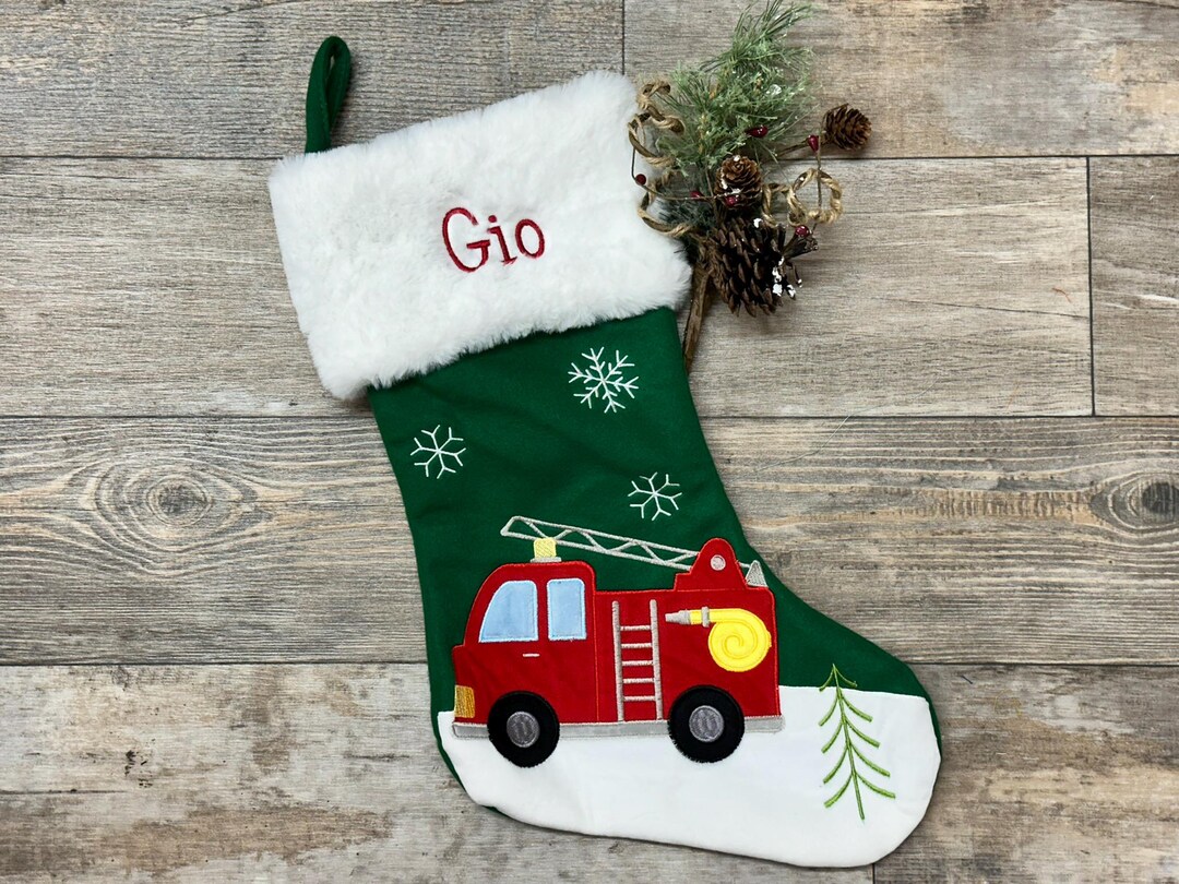 Embroidered Fire Truck Stocking Christmas Stockings, Personalized ...