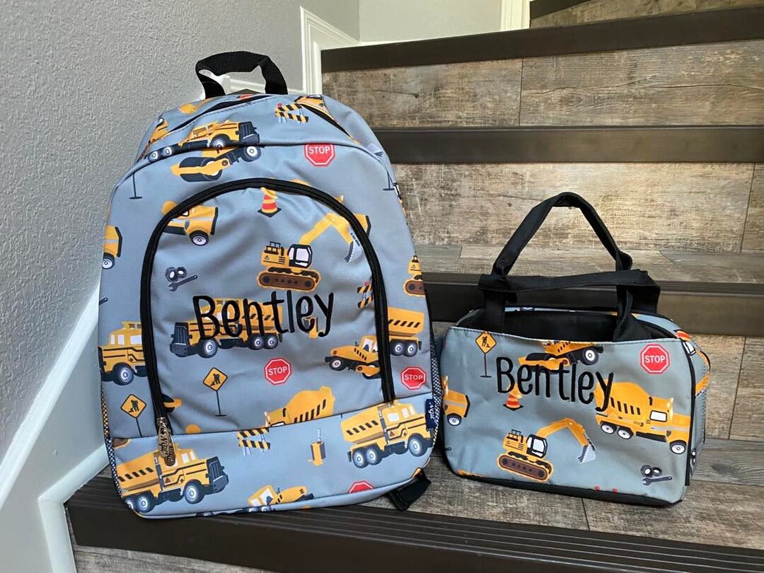 Embroidered Construction Backpack, Personalized Construction Lunchbox ...