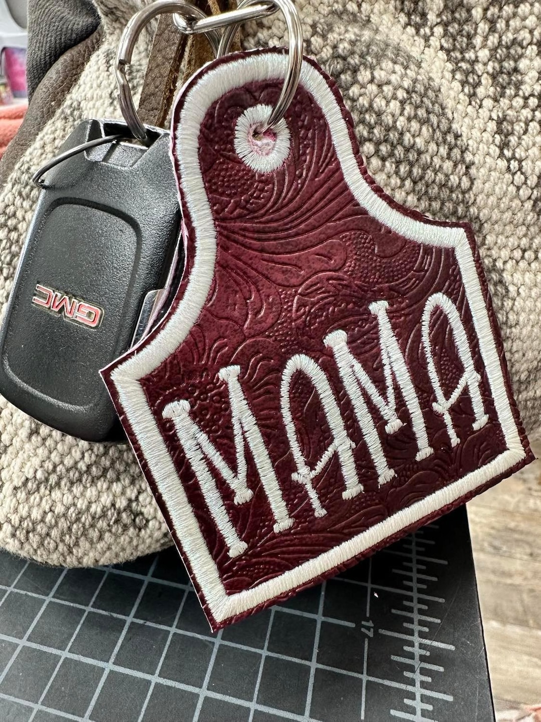 Mama Name Tag, Personalized Name Tag, Embroidered Key Fob, Personalize ...