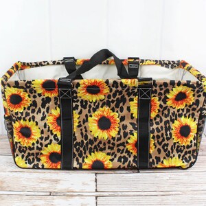 Monogrammed Sunflower Leopard Collapsible Utility Tote, Collapsible ...