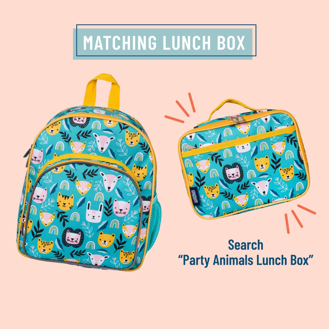 Wildkin 12 Inch Party Animal Backpack Lunchbox Set, Monogram Backpack ...