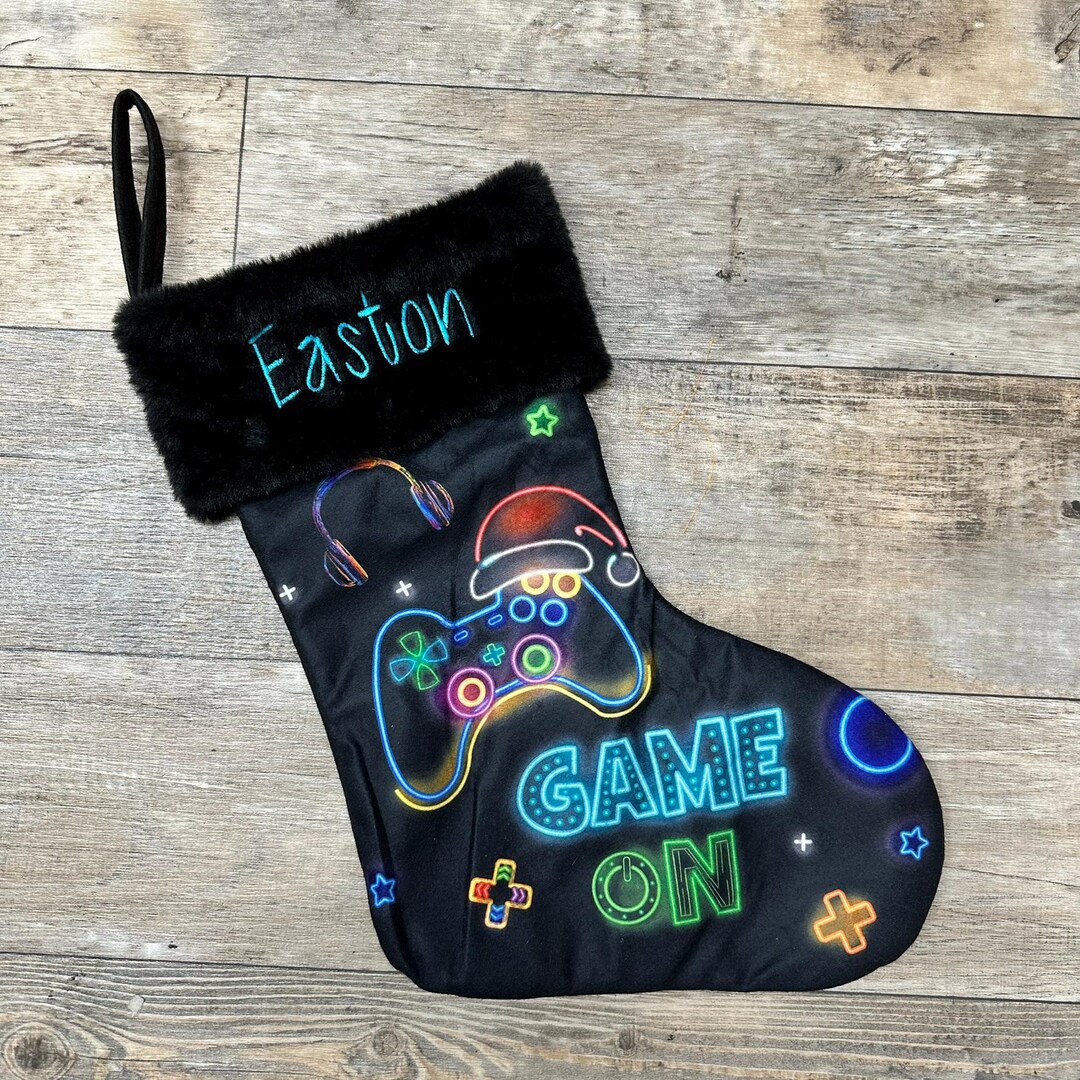 Embroider Game Controller Christmas Stocking, Gamer Christmas Stocking ...