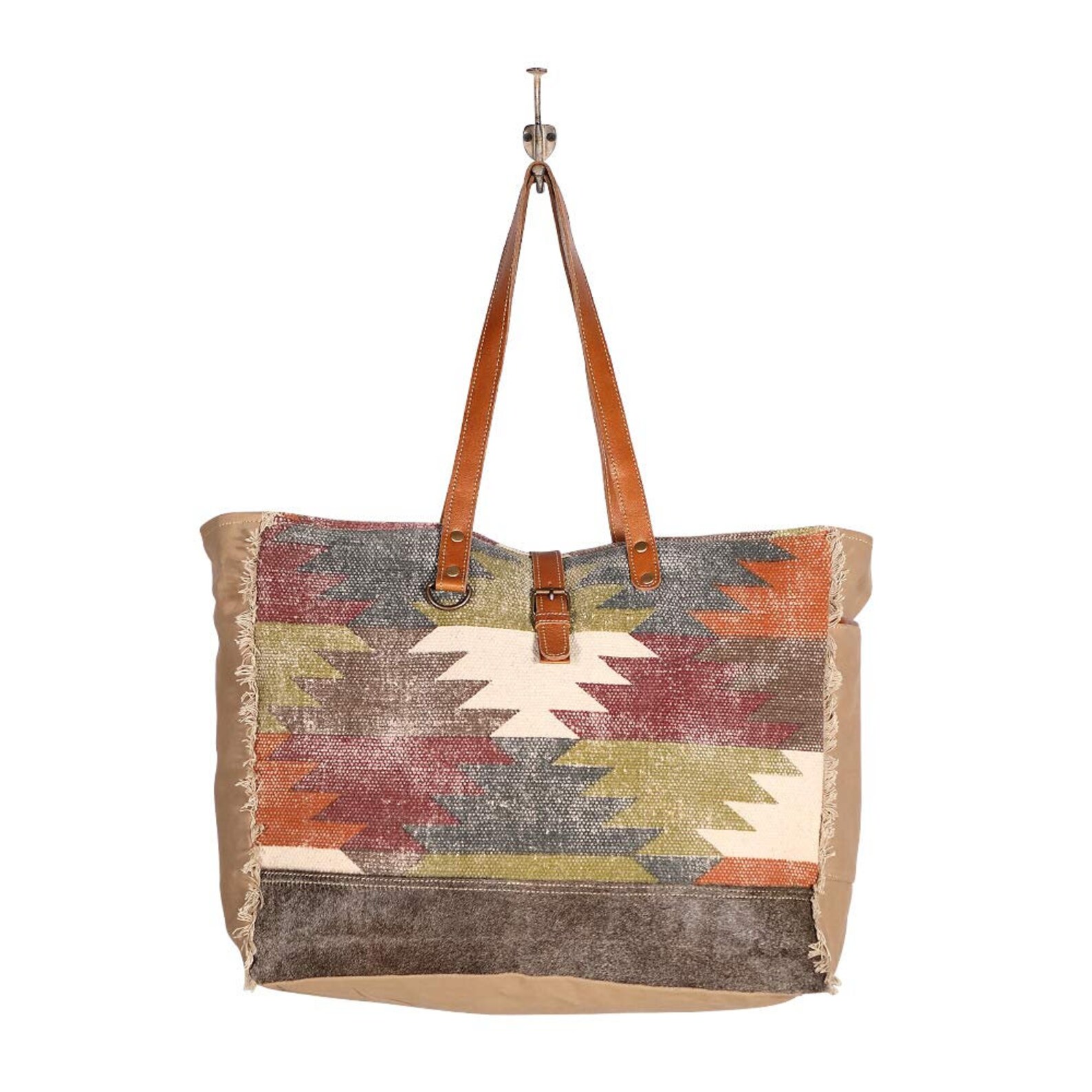 Gracious Canvas Rug Leather & Hairon Weekender Bag, Monogram Travel Bag ...