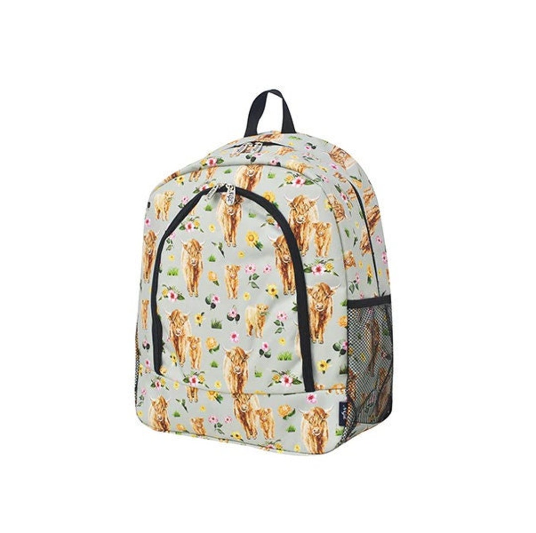 Floral Cow Print Backpack Floral Cow Lunch Box Monogram Cow - Etsy