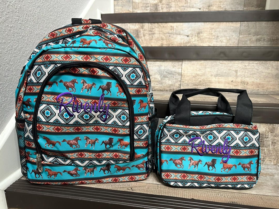 Large Western Bronco Backpack, Horse Lunch Box, Monogram Backpack ...