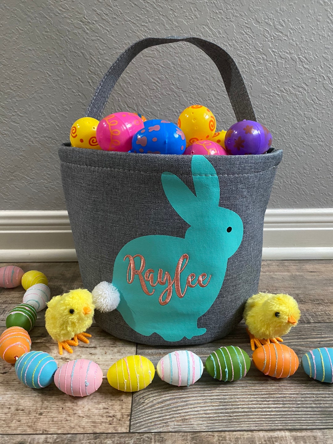 Easter Basket Personalized Easter Basket Embroidered Easter - Etsy