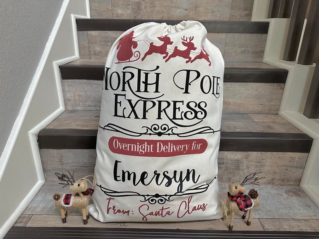 North Pole Express Personalize Santa Sack, Canvas Santa Sack, Christmas ...