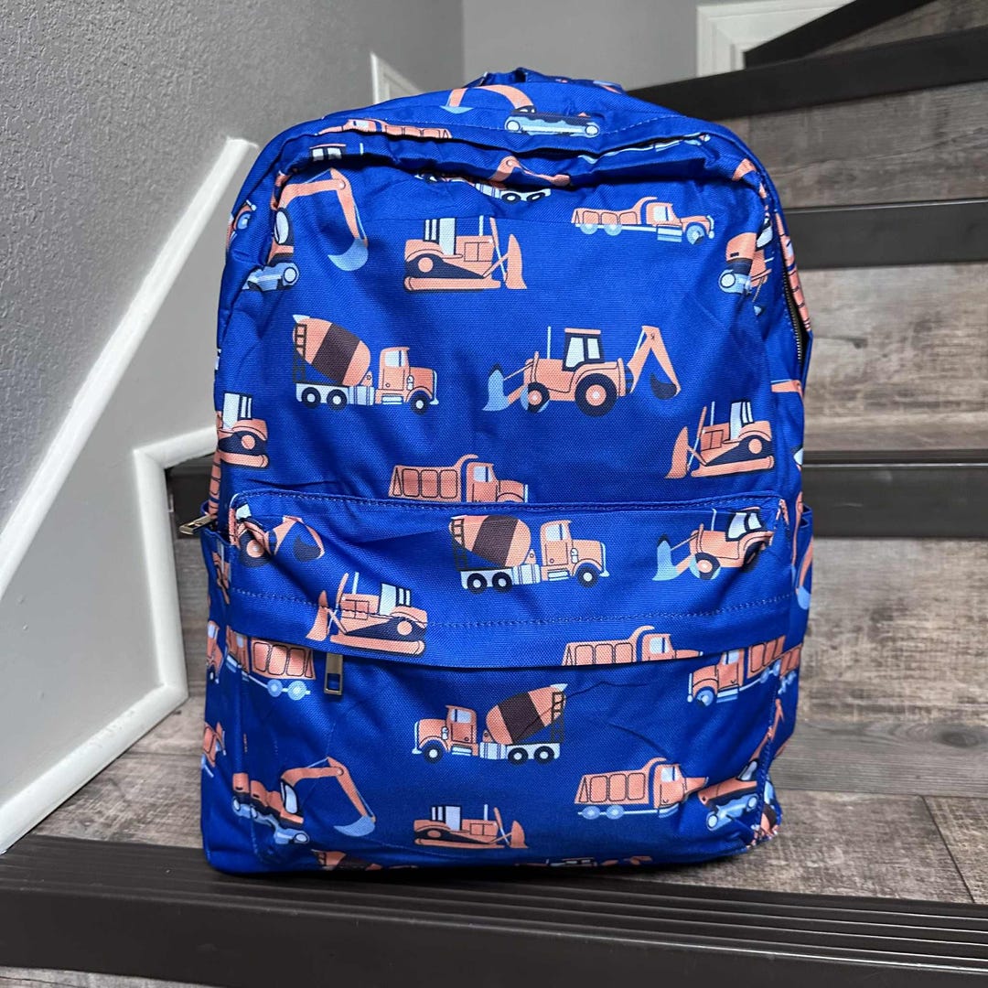 Boy Construction Backpack, Dump Truck Backpack, Monogram Construction ...