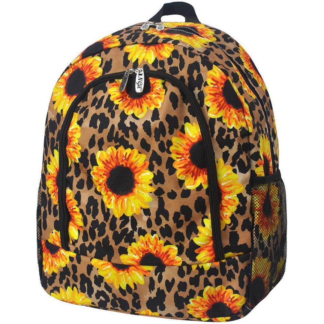 Large Leopard Sunflower Backpack, Leopard School Bag, Girls Leopard ...
