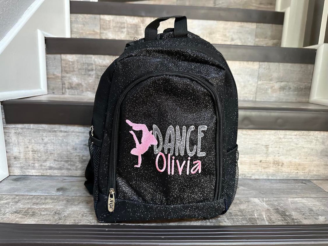 SMALL Hiphop Dance Black Glitter Backpack, Hip Hop Black Glitter ...