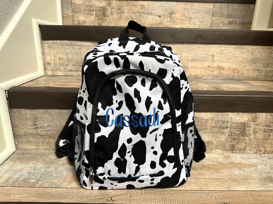 NGIL Small Toddler Black Cow Backpack, Monogram Backpack, Personalized ...