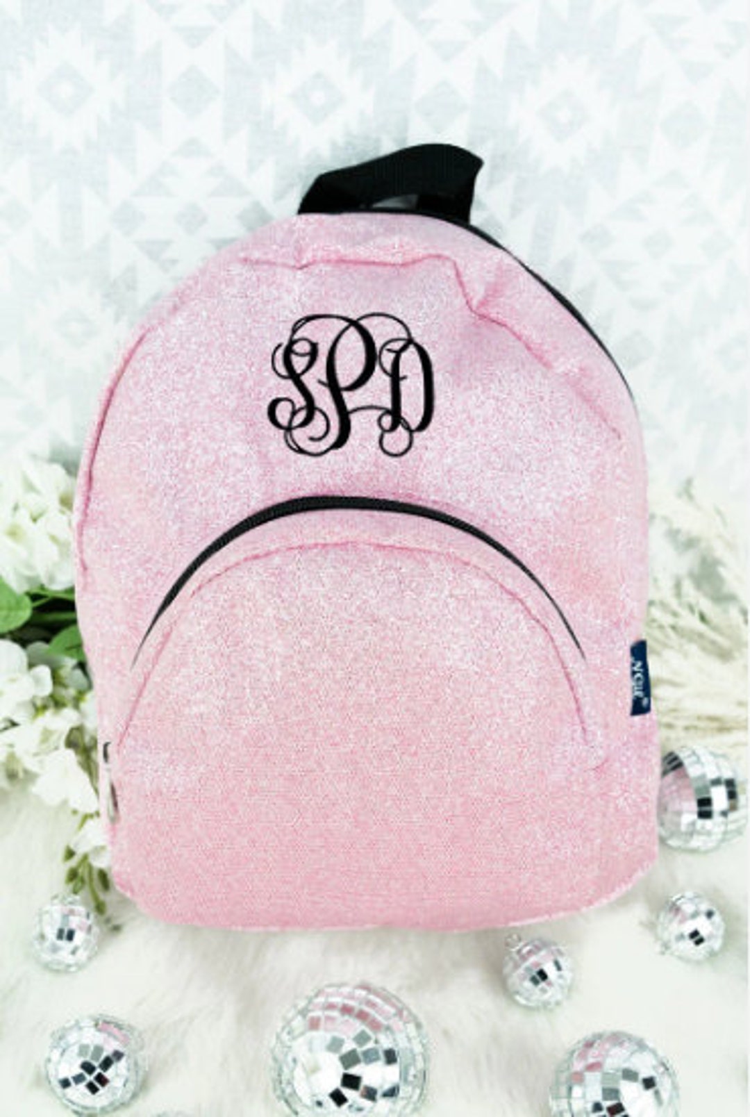 Small Toddler Mini Pink Glitter Backpack, Monogram Toddler Dance ...