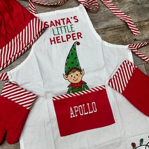 Personalized Childs Santas Little Helper Apron Set, Kids Christmas ...