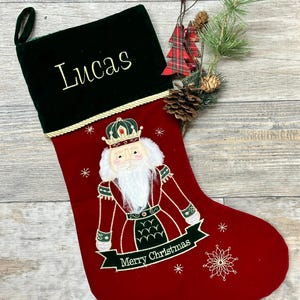 Personalize Velvet Nutcracker Stocking, Soft Velveteen Stocking With ...