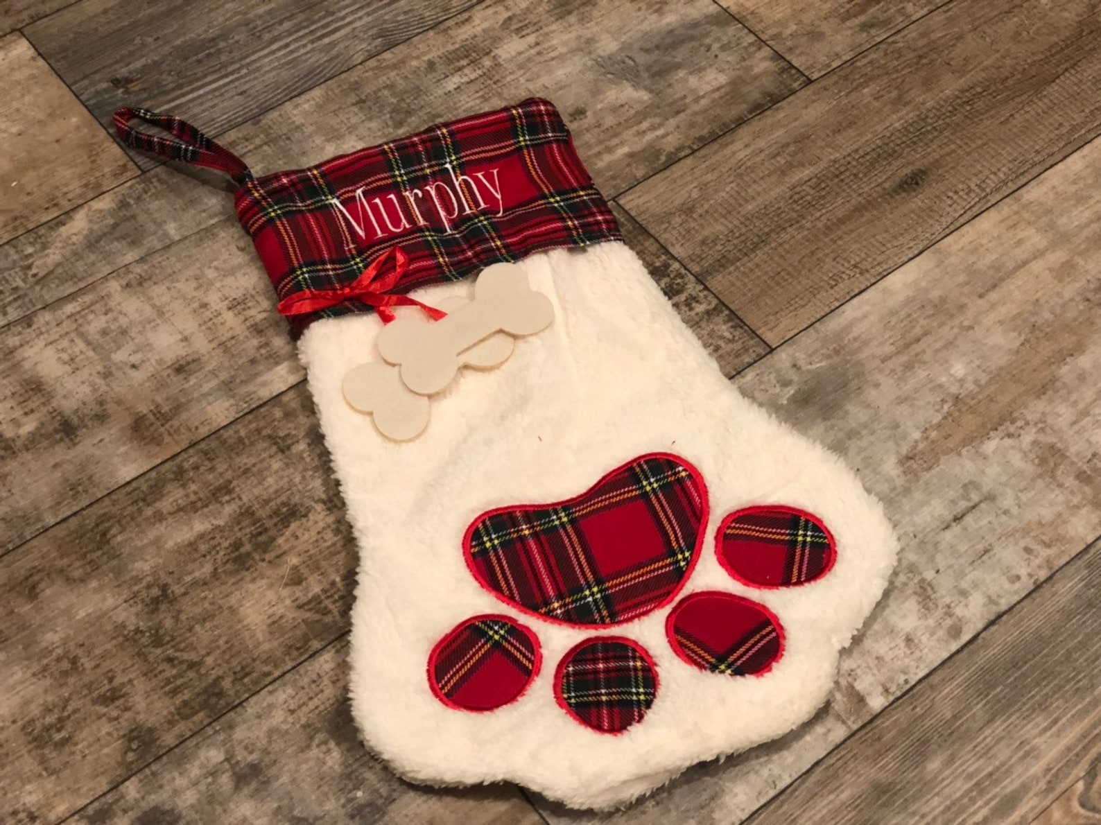 Personalize Dog Stocking Pet Stocking plaid dog stocking | Etsy