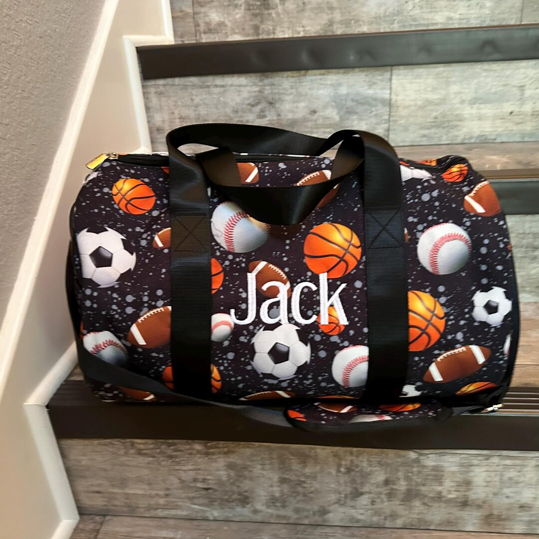 Personalized Sports Duffle Bag, Boys Embroidered Sports Duffle Bag ...