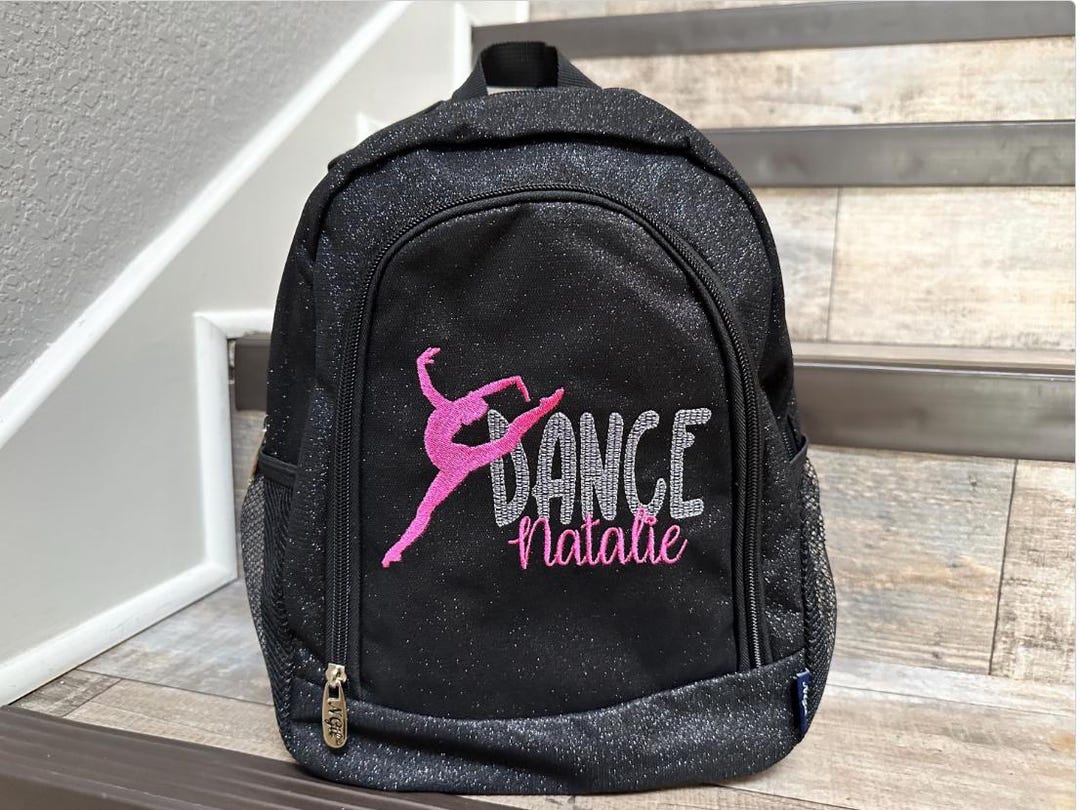 NGIL SMALL DANCE Black Glitter Backpack, Monogram Toddler Glitter ...