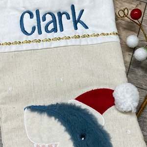 Shark Christmas Stocking, Christmas Stocking, Embroider Christmas ...