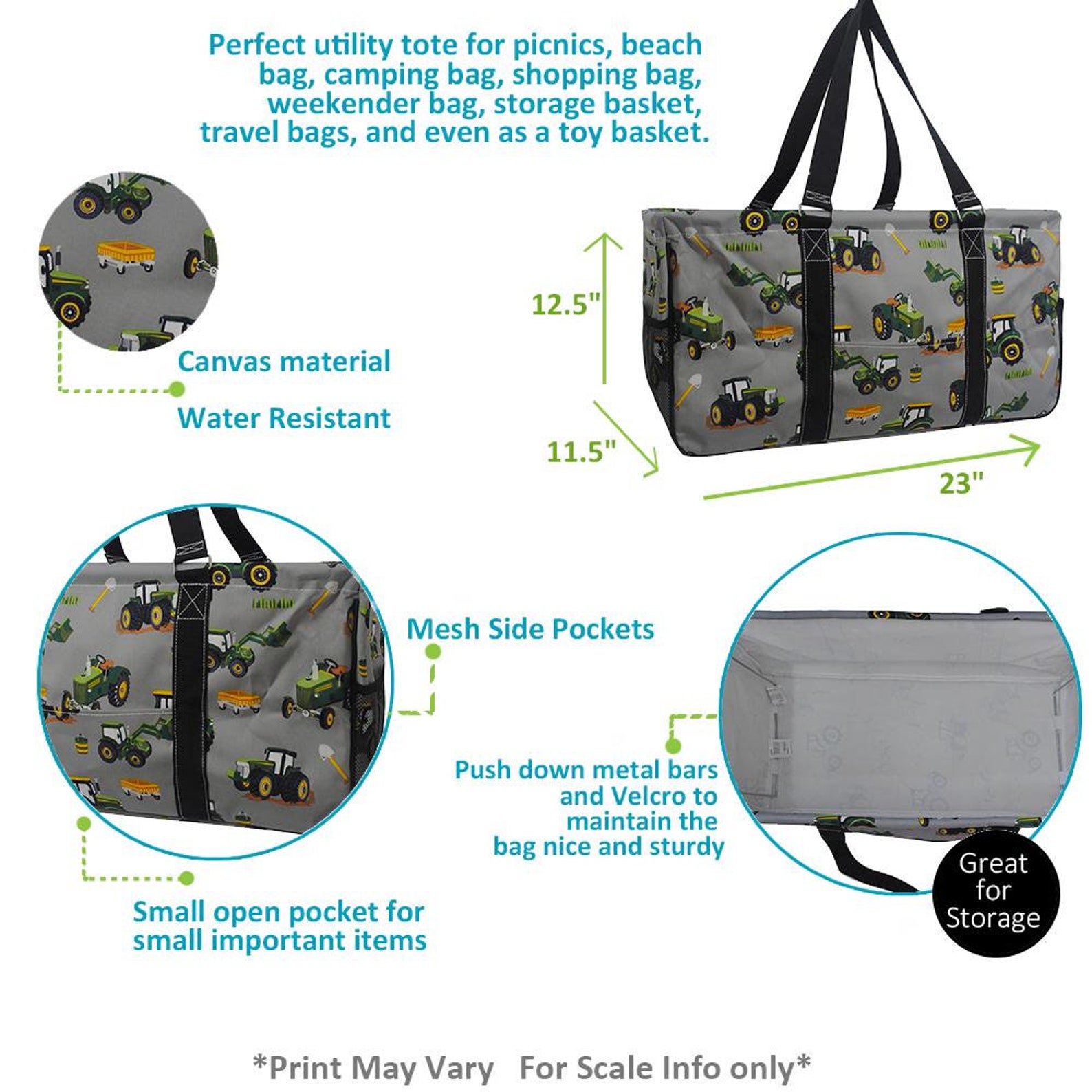 Monogrammed Collapsible Utility Tote Collapsible Tote - Etsy