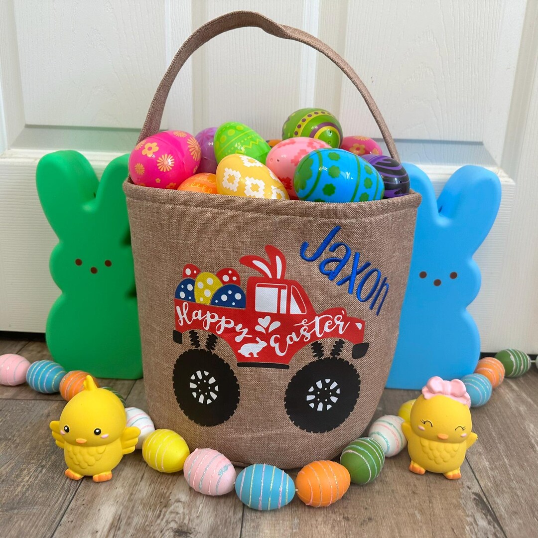 BROWN Monster Truck Easter Basket, Personalized Easter Basket ...