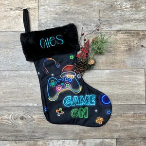 Embroider Game Controller Christmas Stocking, Gamer Christmas Stocking ...