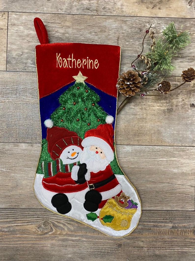 Embroidered Christmas Stockings Personalized Christmas - Etsy