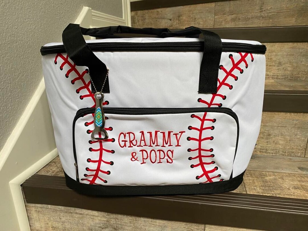 Monogrammed White Baseball Cooler Bag, Personalized Cooler Bag ...