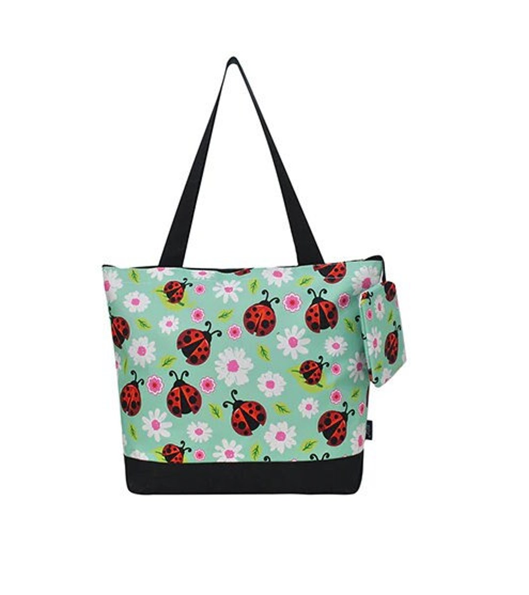 Lady Bug Tote Bag, Girls Lady Bug Beach Bag, Personalized Canvas Tote ...