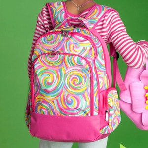 Personalized Viv and Lou Summer Sorbert Swirl Backpack, Girls Pink ...