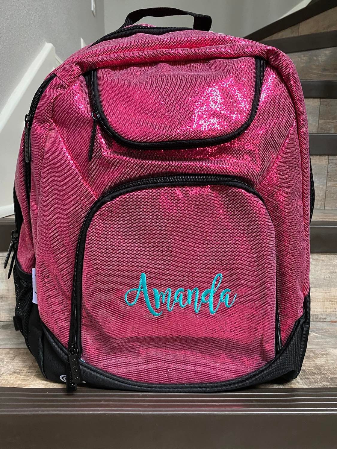 Large Pink Glitter Backpack Monogram Hot Pink Glitter - Etsy