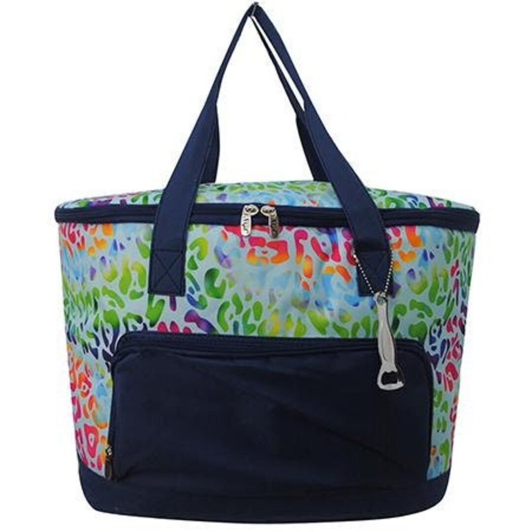 Monogrammed Rainbow Cheetah Cooler Bag, Personalized Cooler Bag, Beach ...