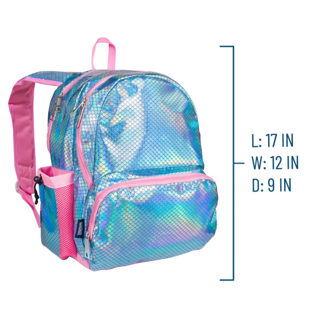 Wildkin 17 Inch Mermaid Scales Backpack Lunchbox Set, Monogram Girl ...