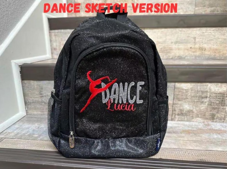 NGIL SMALL DANCE Black Glitter Backpack, Monogram Toddler Glitter ...