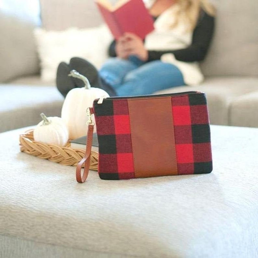 Buffalo Check Wristlet, Red and Black Wristlet, Monogram Wristlet ...