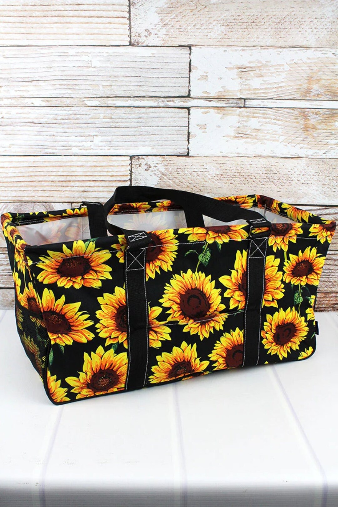 Monogrammed Sunflower Leopard Collapsible Utility Tote, Collapsible ...