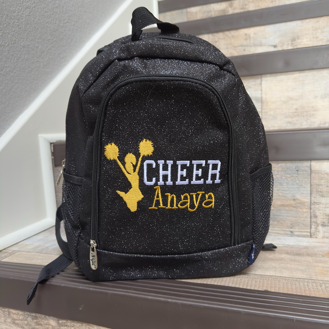 SMALL CHEER Black Glitter Backpack, Monogram Toddler Glitter Backpack ...