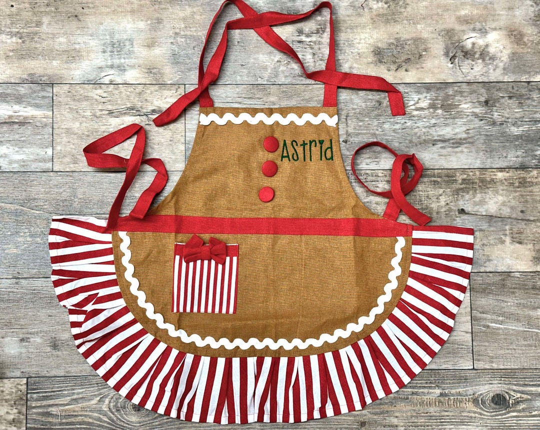 Personalized Adult Gingerbread Apron, Adult Christmas Baking Apron ...