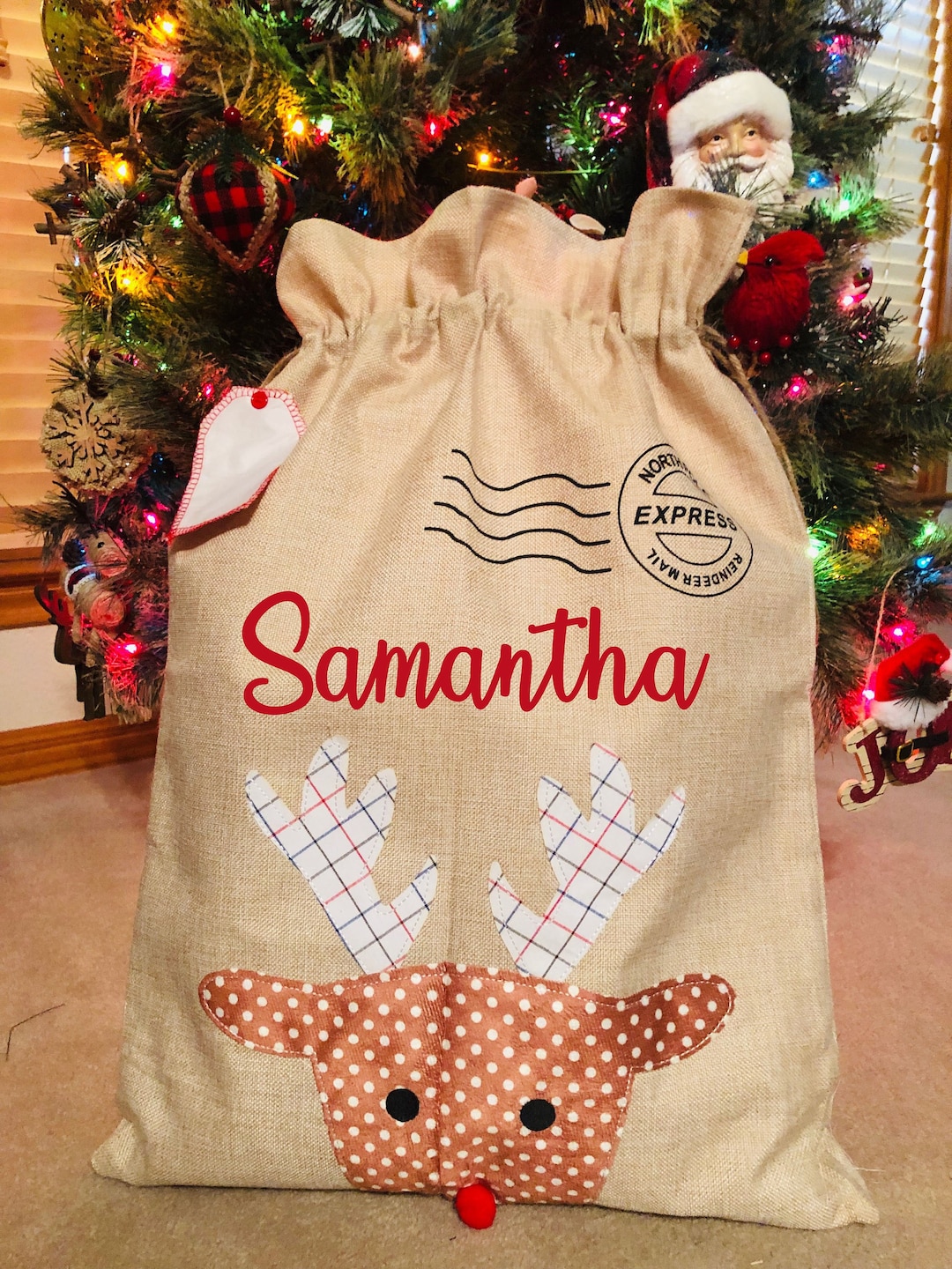 Burlap Santa Bags, Burlap Reindeer Sack, Personalized Burlap Santa Bags ...