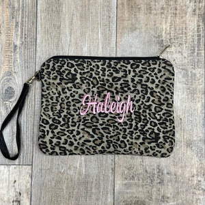 Leopard Everly Wristlet, Monogrammed Wristlet, Leopard Print Wristlet ...