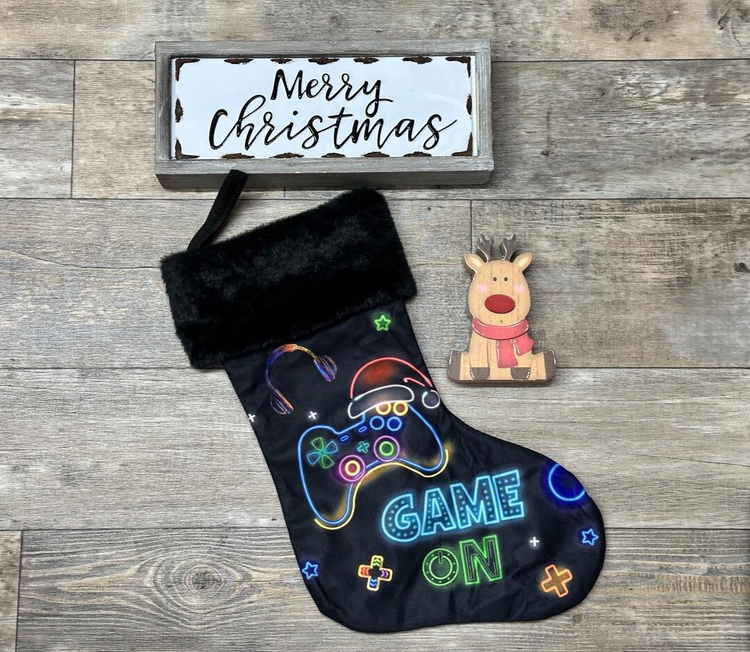 Embroider Game Controller Christmas Stocking, Gamer Christmas Stocking ...