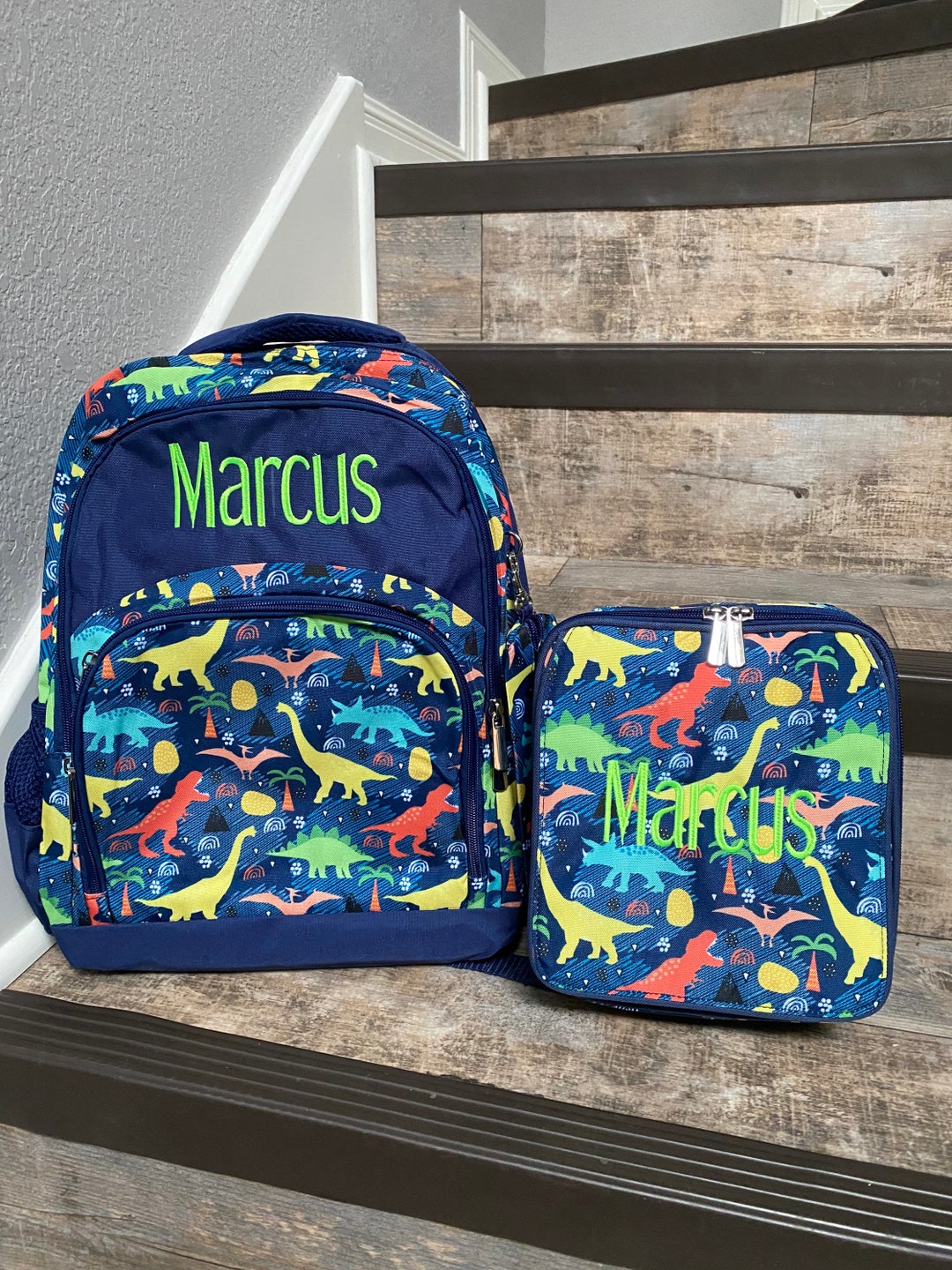 Personalized Dino Backpack Lunchbox Set, Boys Monogram Backpack ...