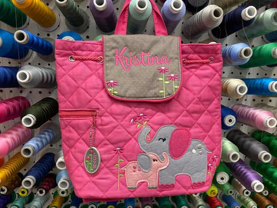 Personalize Quilted Pink Elephant Backpack Stephen Joseph - Etsy